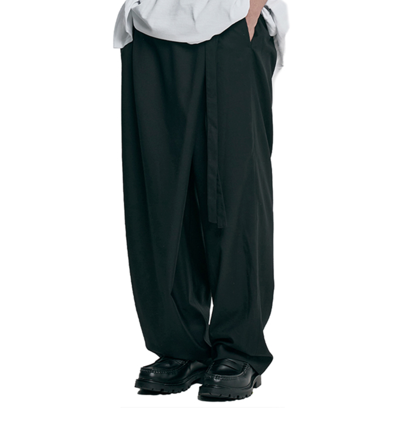 Wool Blend Asymmetrical Long Skirt Pants BLACK – SLOW TURTLE